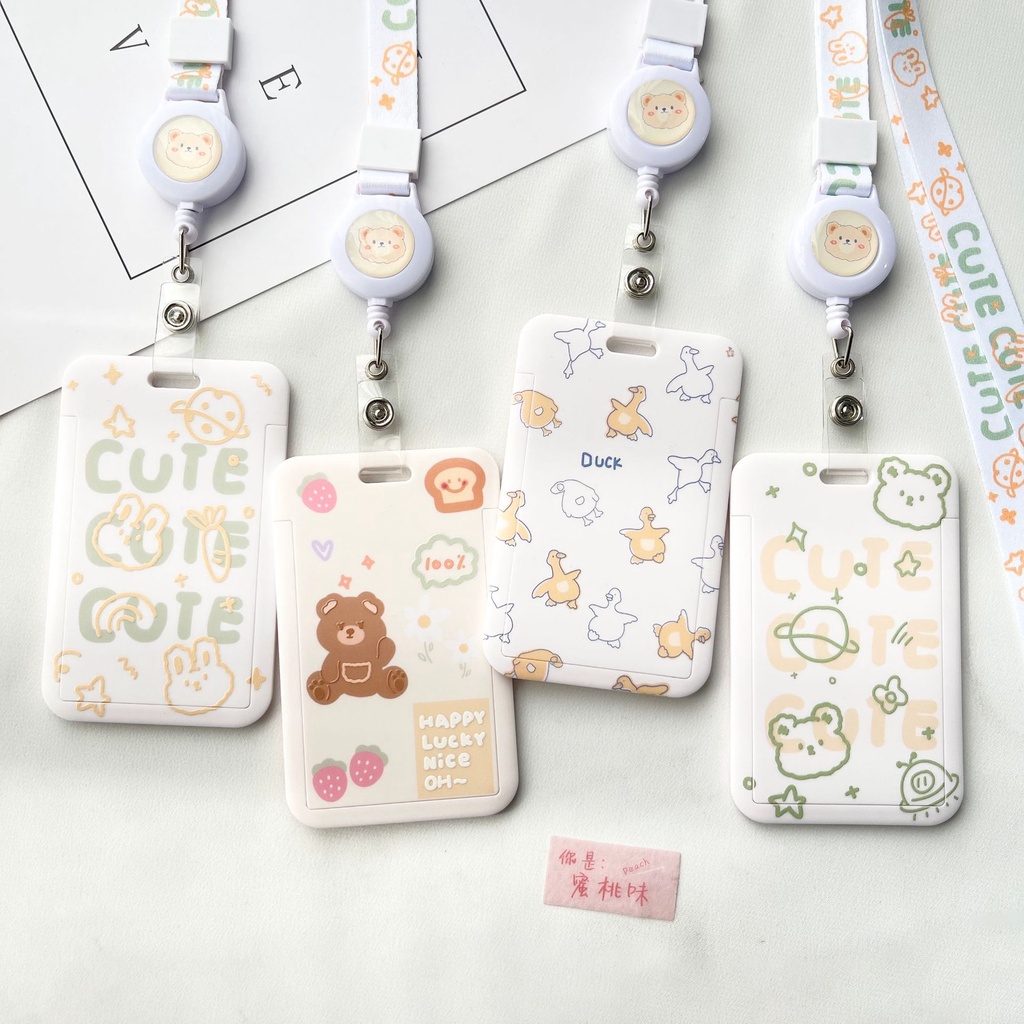 Line Animal Card Holder with Scalable Neck Strap Green Embossing Card ...