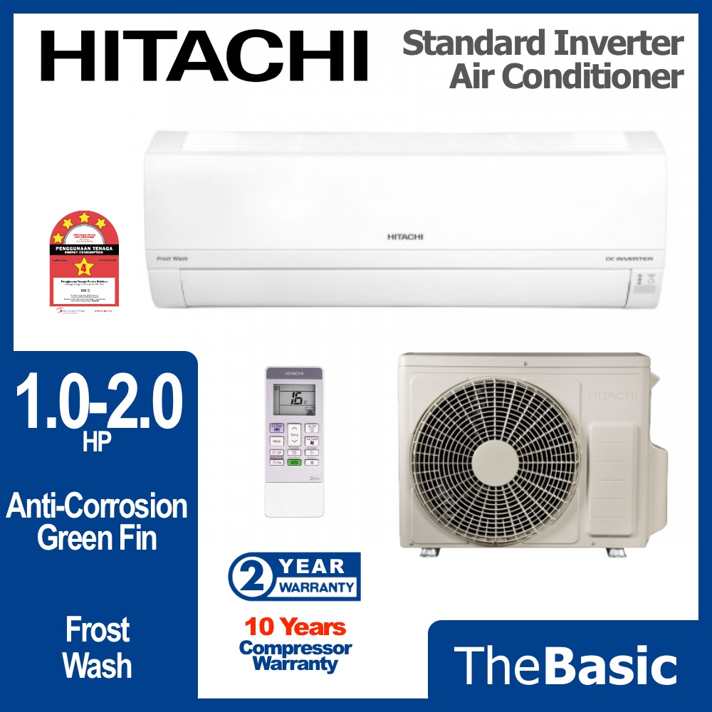 HITACHI 1.0HP/1.5HP/2.0HP AirCond R32 Standard Inverter Series Air ...