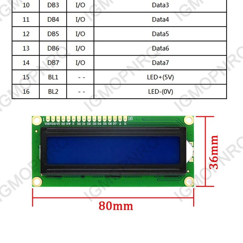 LCD1602 1602 LCD Module Blue / Yellow Green Screen 16x2 Character LCD ...