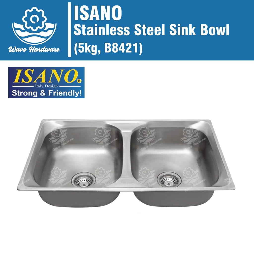 ISANO Stainless Steel Double Sink Bowl / Sinki Dapur (SUS 304, 5kg ...
