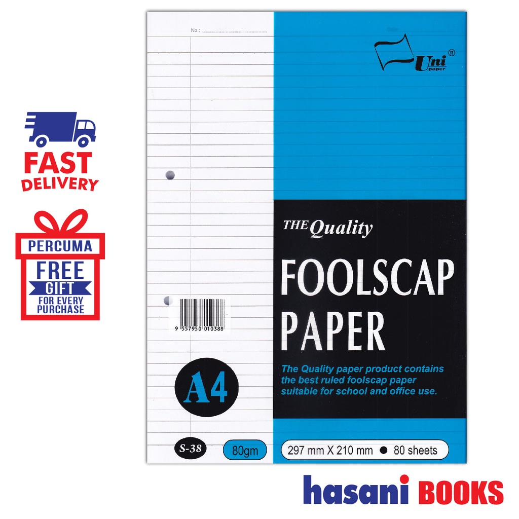Hasani Uni Foolscap A4 Paper (80gsm x 80’s) S-38/9557950010388 | Shopee ...