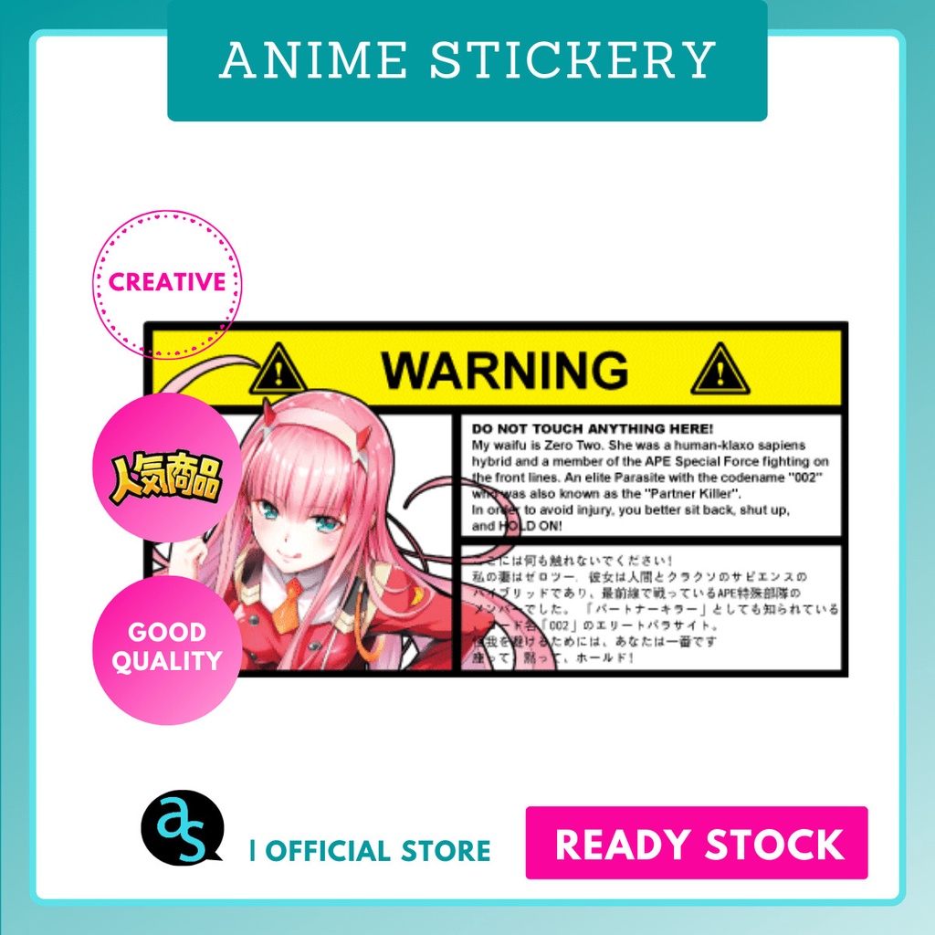 Darling in the FRANXX | Zero Two | Warning Slap Stickers - Anime Vinyl ...