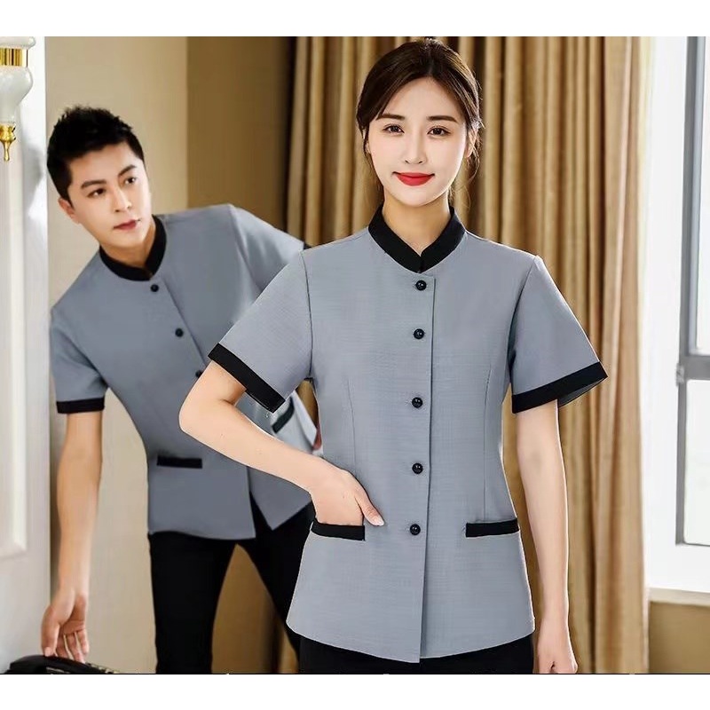 Woman Cleaner Uniform Short sleeves Waiter Plus Size Workwear Room ...