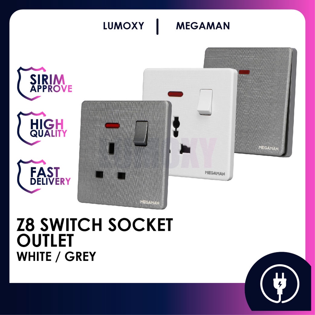 LMY_ SIRIM MEGAMAN Z8 Switch Socket Power Wall Switches Plug 13A 15A ...