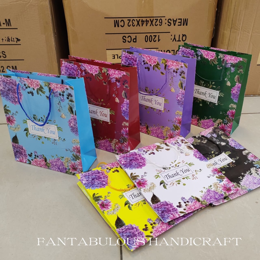 100PCS Paper Bag Goodies Beg Kertas Full Printed Flower size M n L # ...