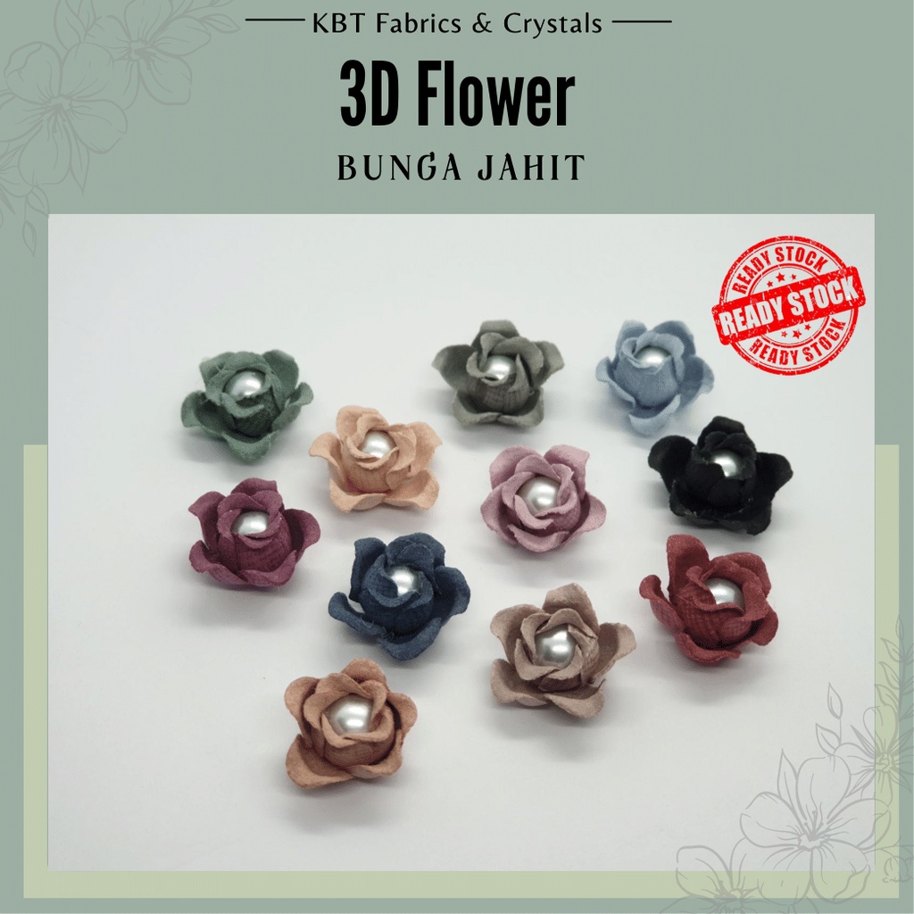 [1pcs] 3D Sew on Flower with Pearl Bunga Mutiara Jahit Gam Exclusive ...