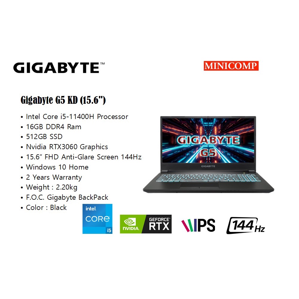 Gigabyte G5 KD Notebook (Intel Core i5-11400H | 16GB Ram | 512GB SSD ...