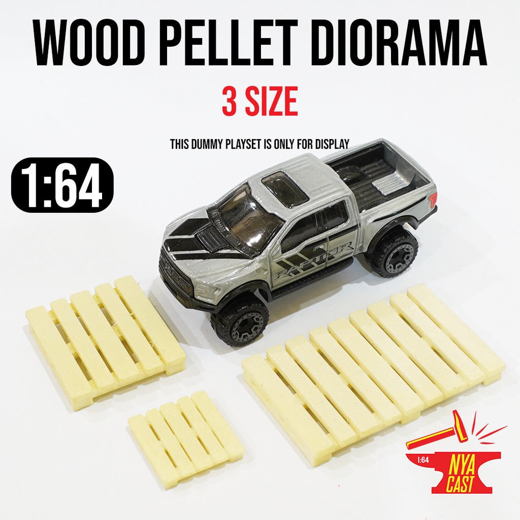 Pallet Wood 3 Size Pelapik Kayu Pallet 1/64 Diorama Diecast Sand Brown ...