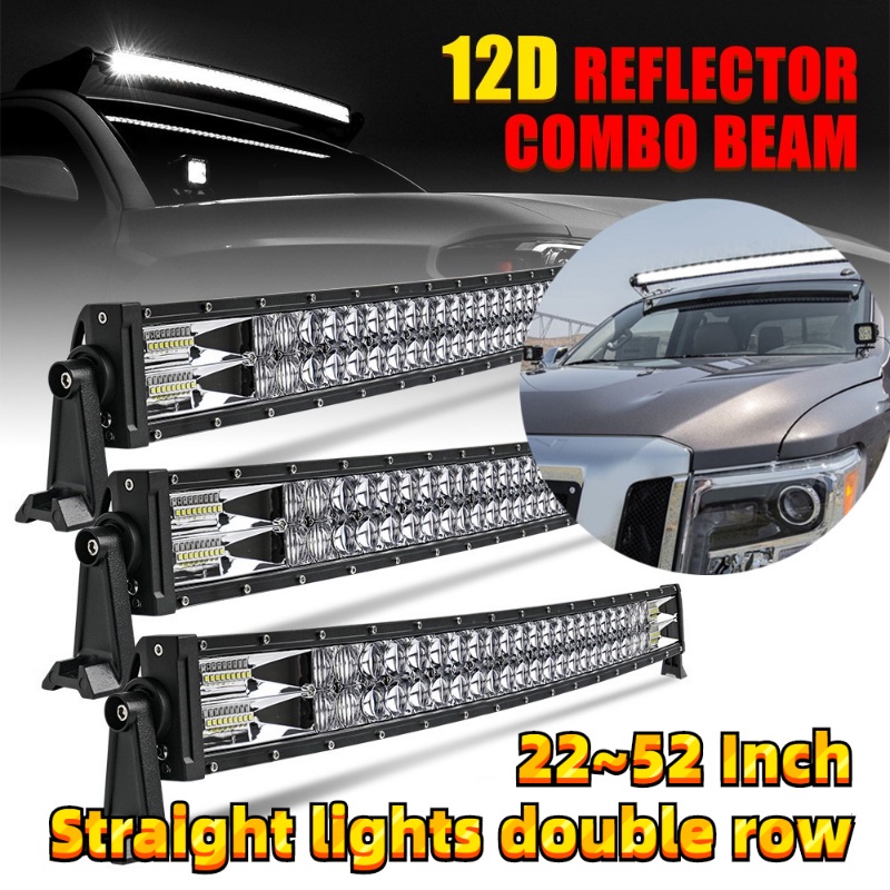 Double Row Straight lights 22-52inch 12D LED Light Bar Dual Row 420W ...