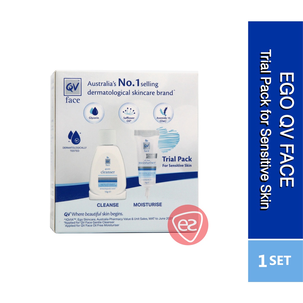 EGO QV FACE GENTLE CLEANSER 15G & OIL FREE MOISTURIZER 10G TRIAL PACK ...