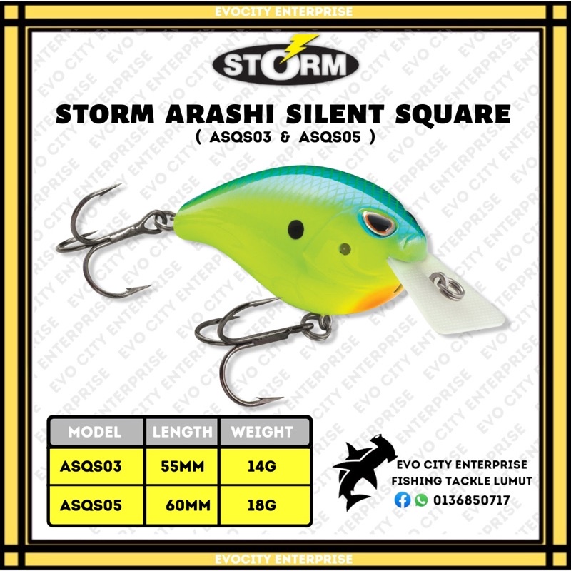 Storm Arashi Silent Square ( ASQS03 & ASQS05 ) Floating Crankbait ...