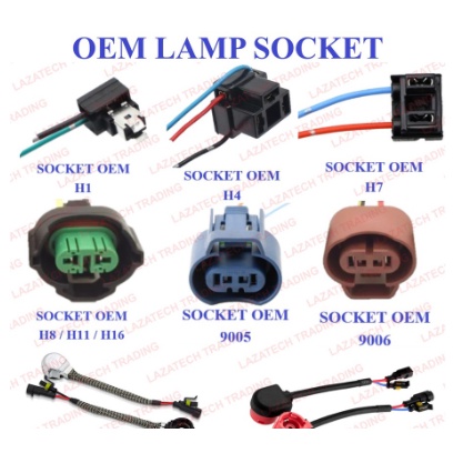👍 OEM CAR HEADLAMP SOCKET H1 / H4 / H7 / H8 / H11 / H16 / H27 / 9005 ...