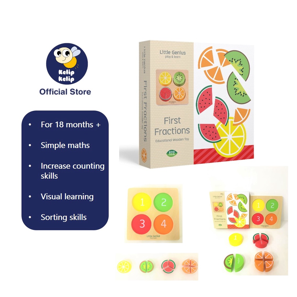 Little Genius First Fractions Educational Wooden Toy for Kids (18m+) To ...