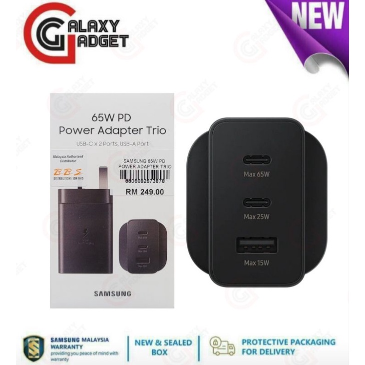Samsung 65W PD Power Adapter Trio(USB-C x2Ports,USB-A x1Port)-ORIGINAL ...