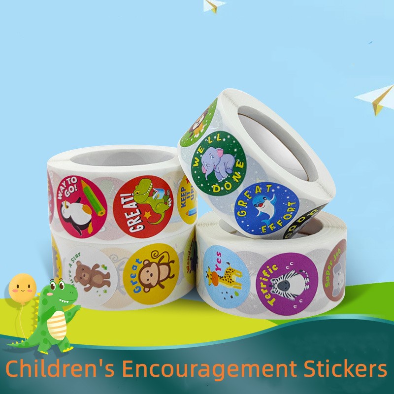 DIY 500pcs/Roll 1Inch Round Cartoon Toys Animal stickers for kids ...