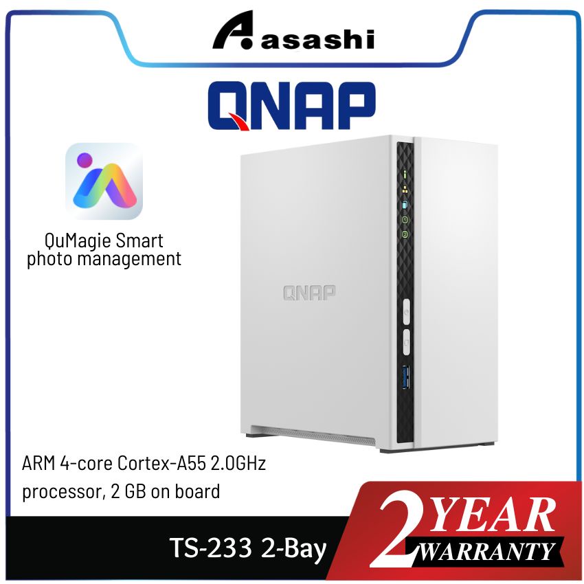 Qnap TS-233 2-Bay NAS System (ARM 4-core Cortex-A55 2.0GHz processor ...
