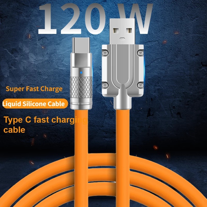 6A USB Type C Super-Fast Charge Cable Liquid Silicone Cable 120W Quick ...