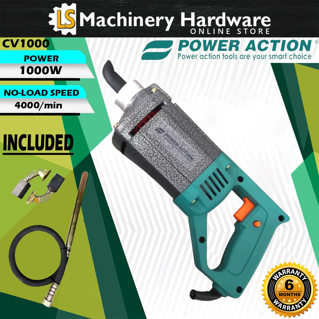Power Action CV1000 Concrete Vibrator Poker 1000Watt with 35mm x 1 ...
