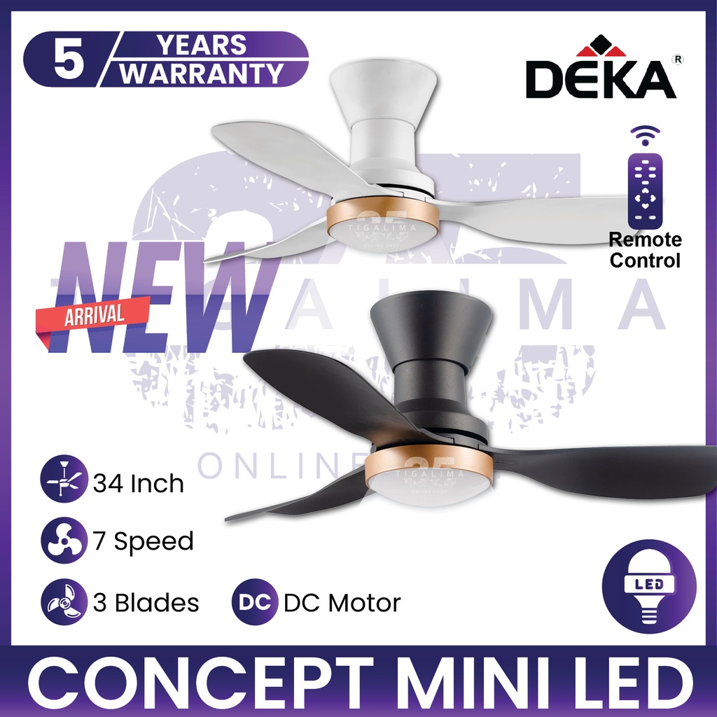 DEKA CONCEPT MINI LED 34 Inch 3 Blades 14 Speed DC Motor With Remote ...