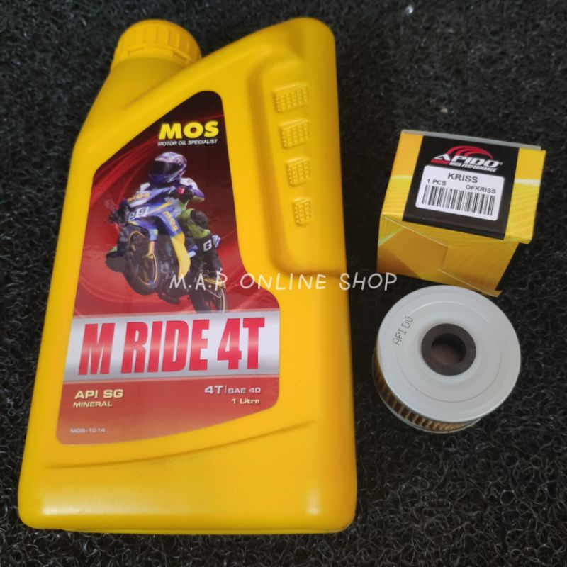 Original Mos Engine Oil Minyak Hitam M Ride 4T 1 Liter + Oil Filter ...