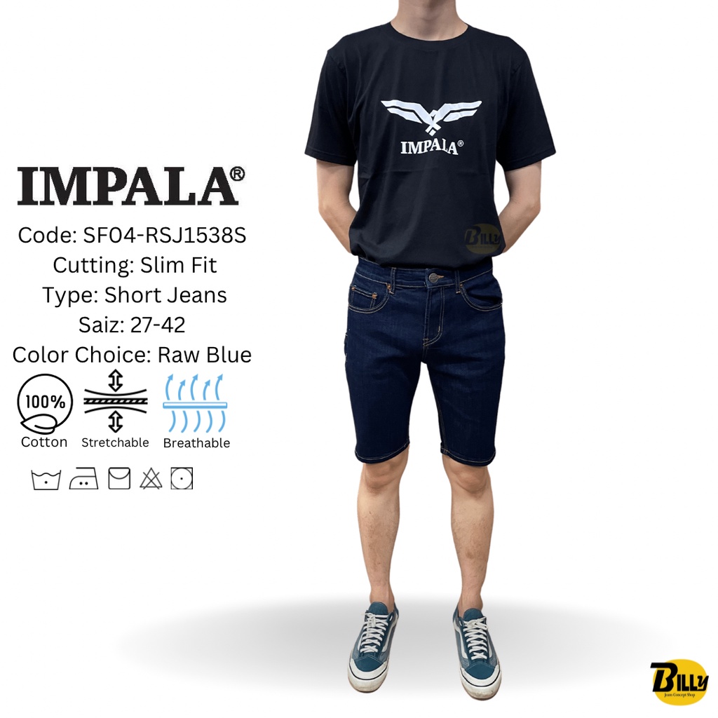 IMPALA Brand Men’s Slim Fit Stretchable Short Jeans ( SF04-RSJ1538S ...
