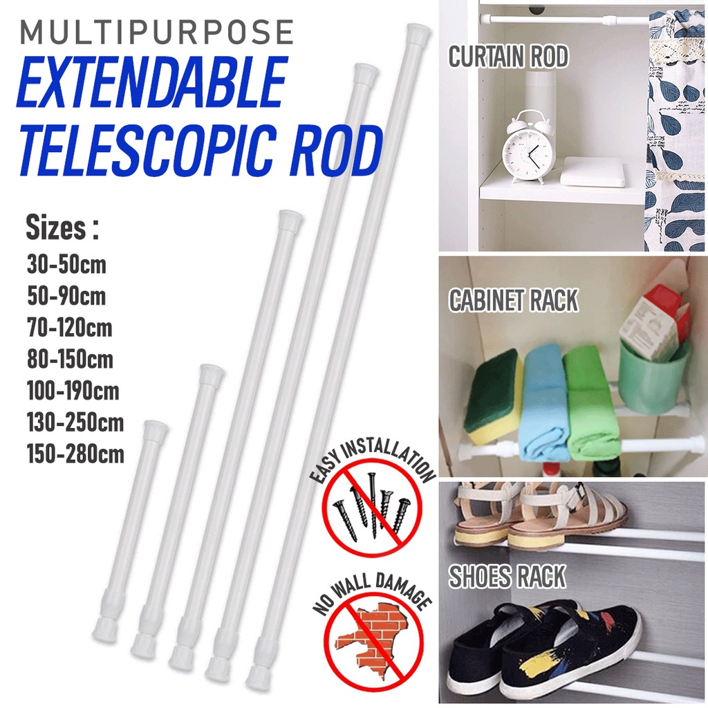 Adjustable Curtain Rod / Extendable Shower Curtain Rod / Telescopic ...