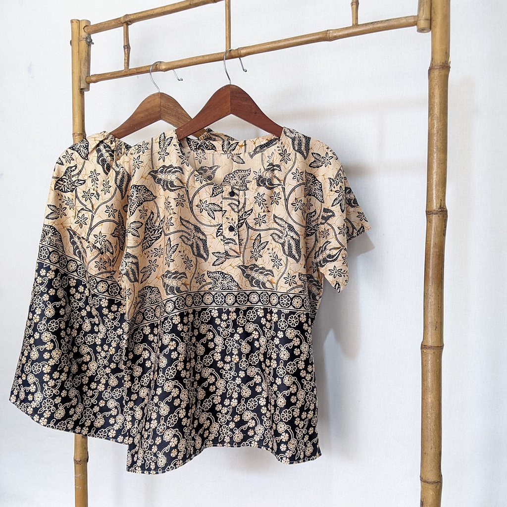 Women's Pajama Set with Batik Pattern Short Culottes | Short Sleeve ...