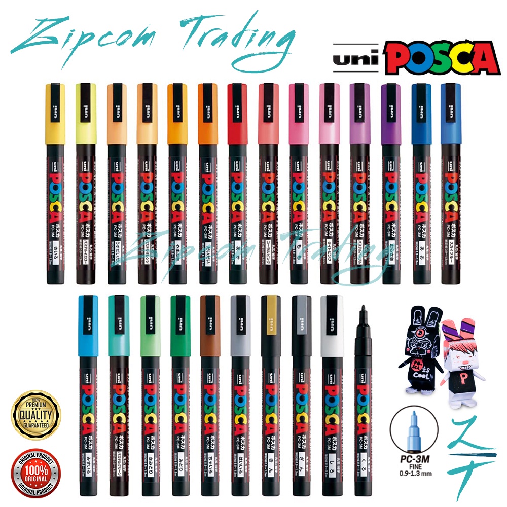 UNI Posca Water Based Paint Marker PC-3M(0.9-1.3mm) / PC-1M(0.7mm ...