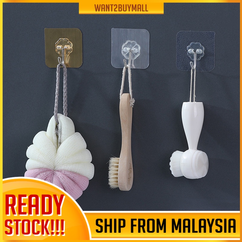 (1 pcs) Magic Hook Transparent Wall Kitchen Without Nails Strong Sticky ...