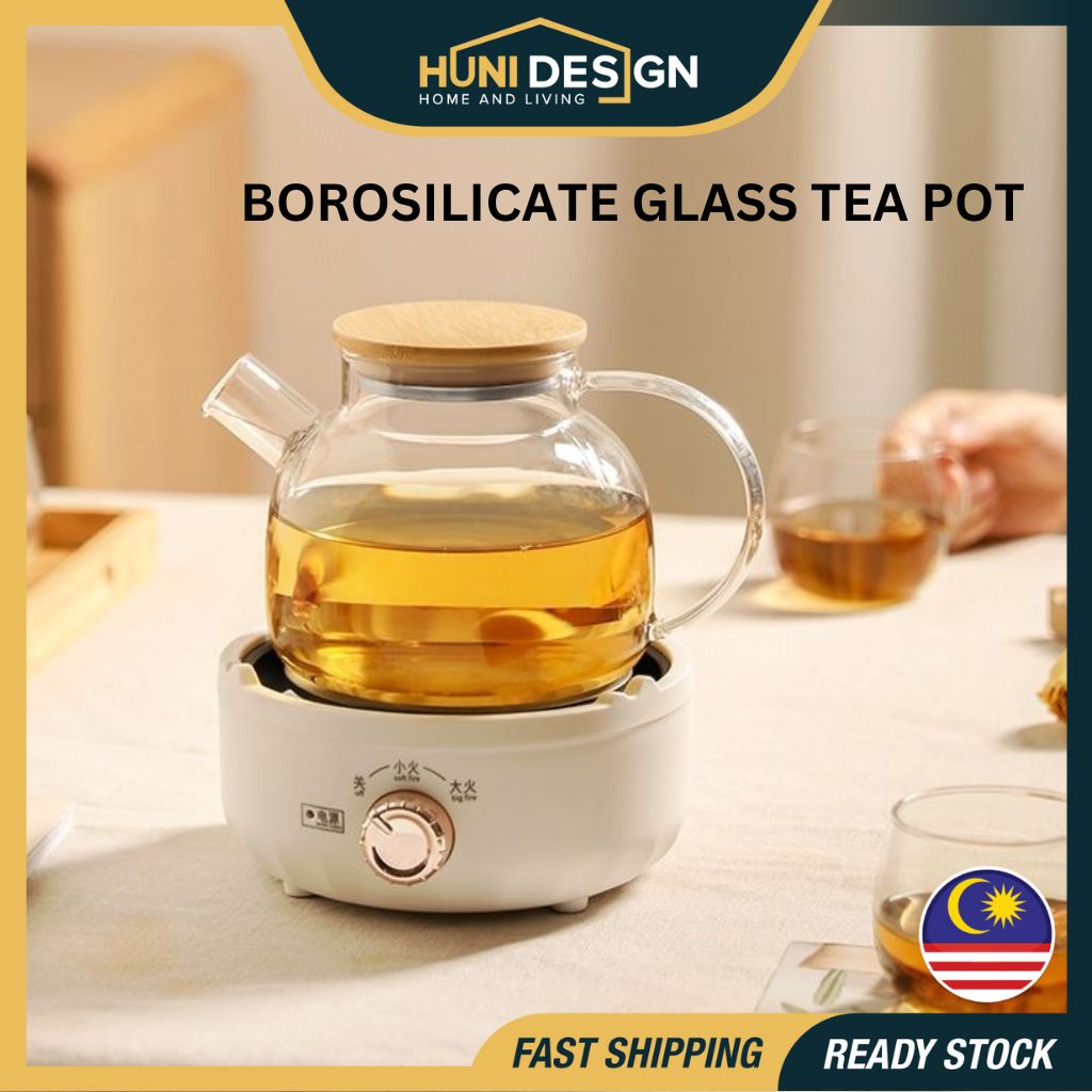 HUNI Transparent Teapot Heat Resistant Borosilicate Glass Kettle High ...