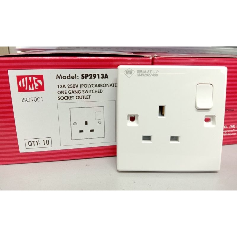 UMS PVC Switch Socket Outlet, 13A (SIRIM SP2913A) | Shopee Malaysia