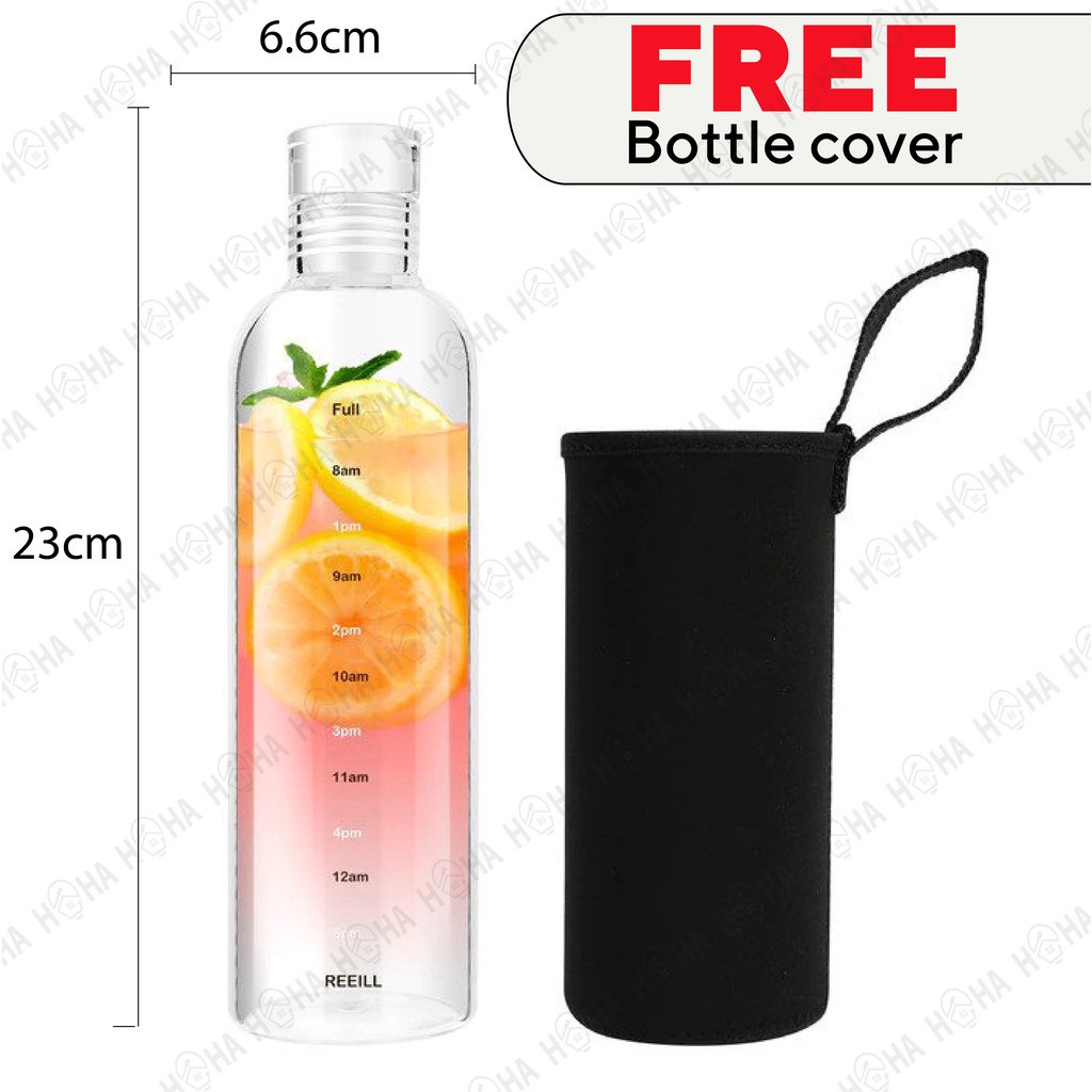 FREE cover Double Lid Bottle Borosilicate Glass Water Bottle Drinkware ...