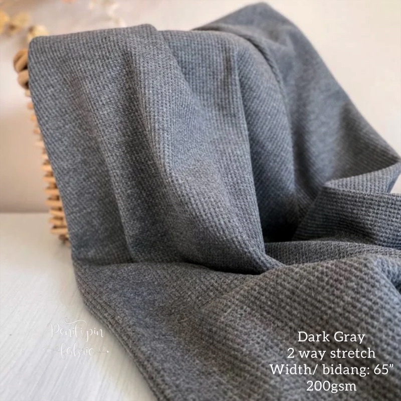 Kain knit waffle fabric plain red black khaki brown green purple pink ...