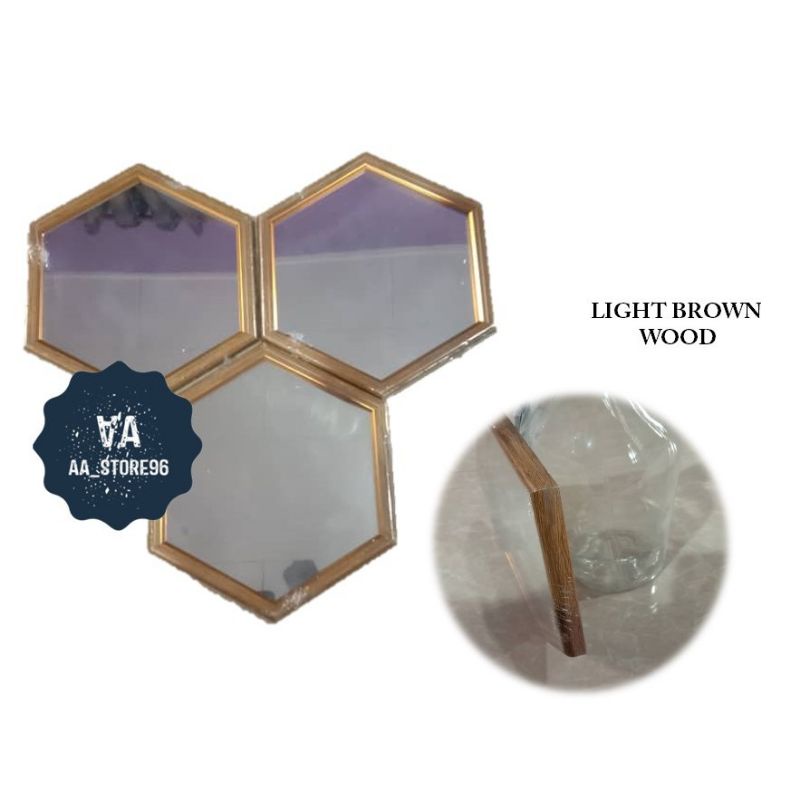 Hexagon Cermin Viral / Hexagon Mirror Cermin Wall Decor Ready Stock ...