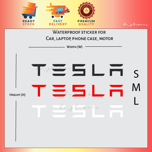 [D3] Tesla word reflective sticker car stiker kereta ev waterproof ...
