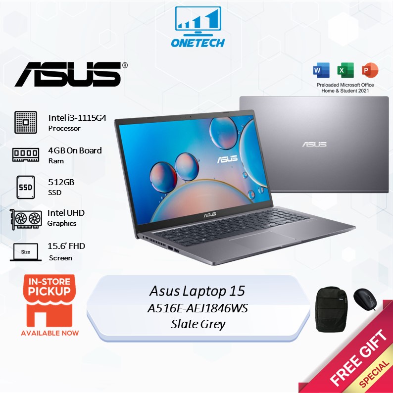 Asus Laptop 15 A516E-AEJ1846WS Grey / A516E-AEJ1847WS Silver (15.6' FHD ...