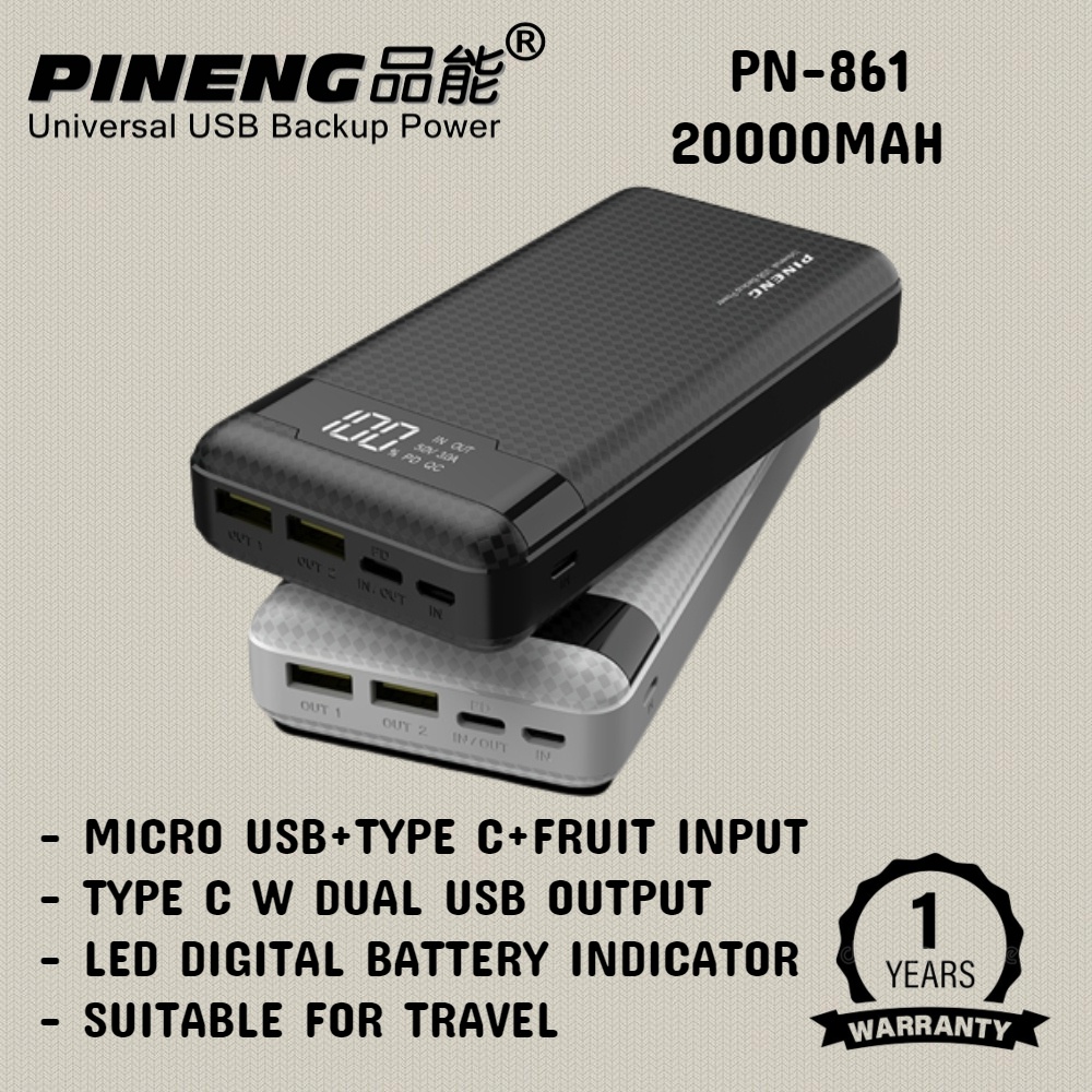 PN-861 PD 20000MAH / PN-961 PD 10000MAH PD + QC 3.0 POWERBANK WITH LED DISPLAY | Shopee Malaysia
