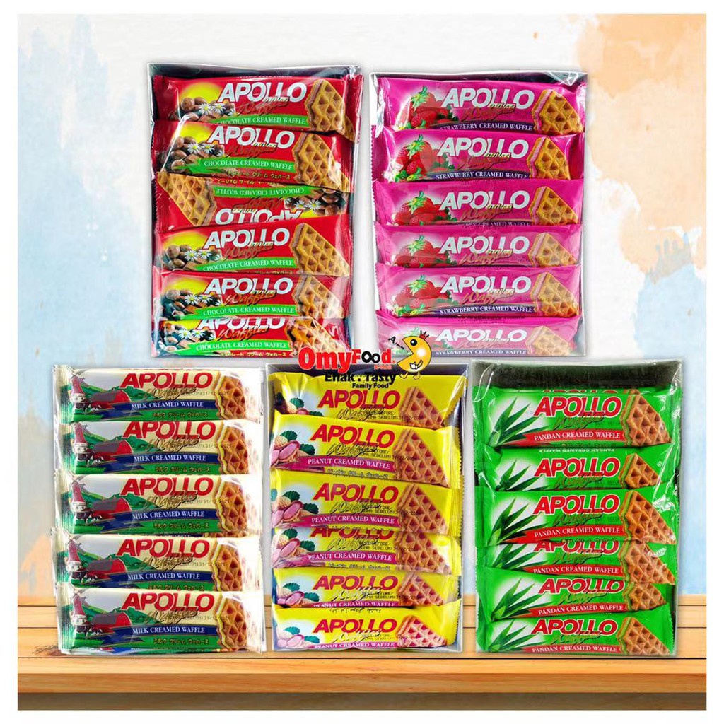 18g x 36pcs Apollo Waffles Creamed Waffle [Chocolate A1600 / Strawberry ...