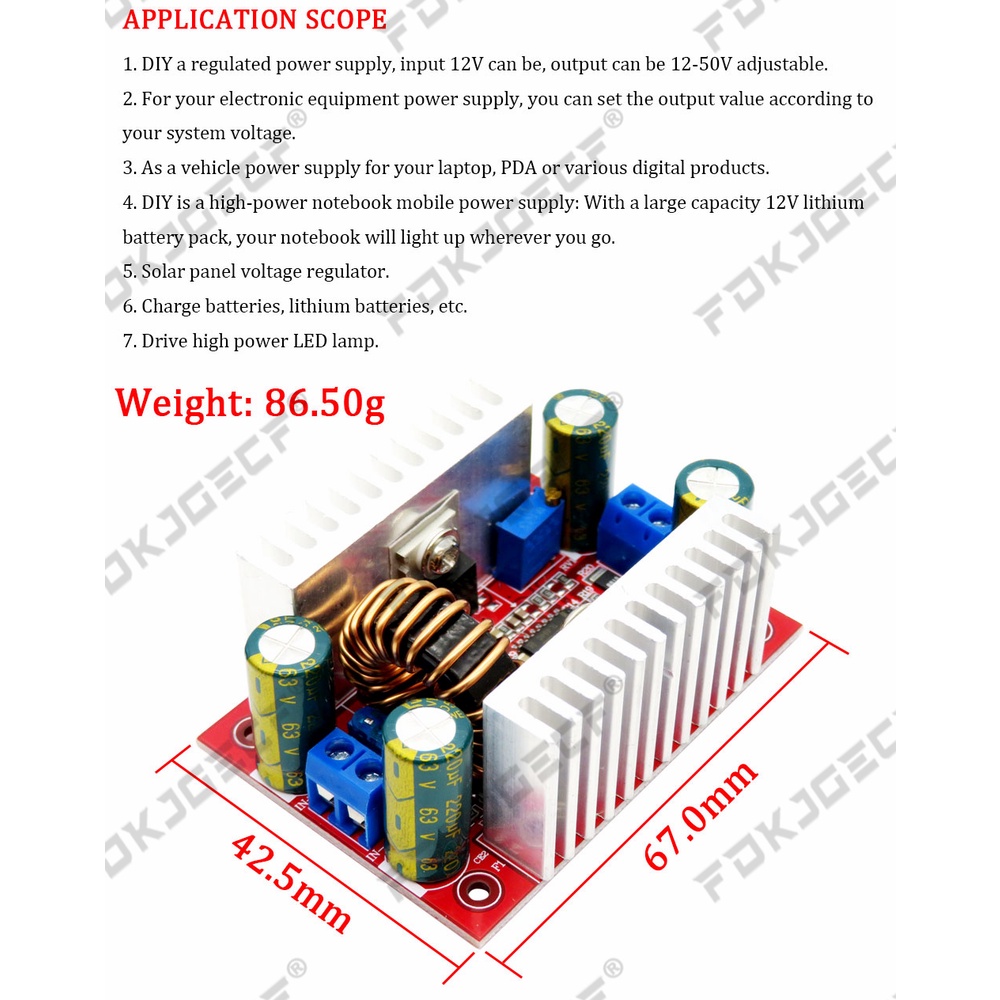 DC DC 150W Boost Converter / 9A 300W Step Down Buck Converter Power module DC 0-100V 10A Digital ...