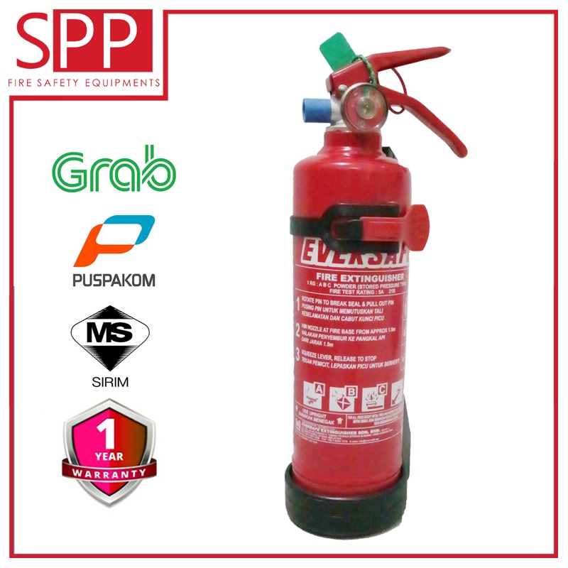 Sirim Certified SRI Eversafe 1KG ABC Dry Powder Portable Fire ...