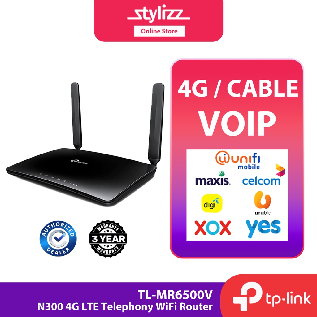 TP-LINK TL-MR6500v 4G LTE Telephony(Voip) Wireless WiFi Modem N300 ...