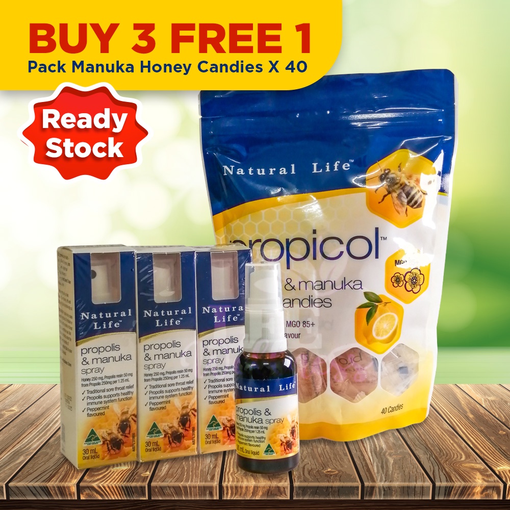 【Ready Stock - Buy 3 Free 1】Natural Life Propolis & Manuka Honey Spray ...
