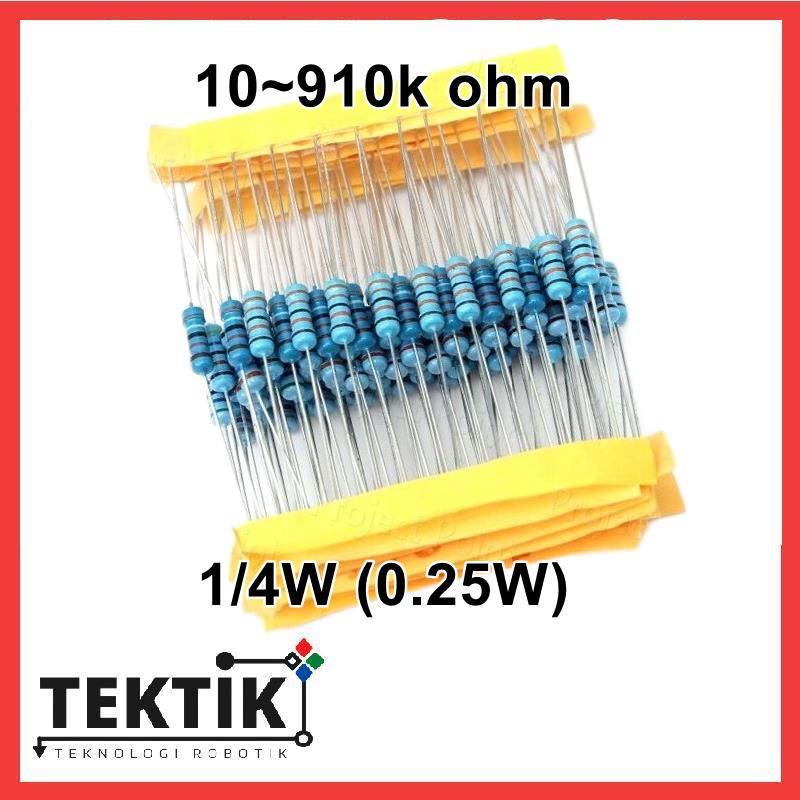 Resistor 1/4W 0.25W 10 ohm - 910K ohm | 10 unit / order | Shopee Malaysia