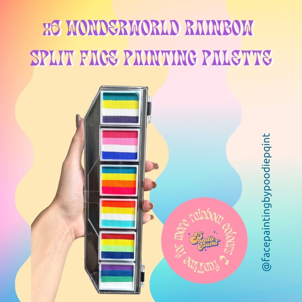 x6 WonderWorld Professional Rainbow Split Face Paint Palette Birthday ...