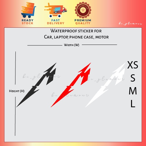 M Metallica Sticker bass drum stiker kereta waterproof pantulan cahaya ...