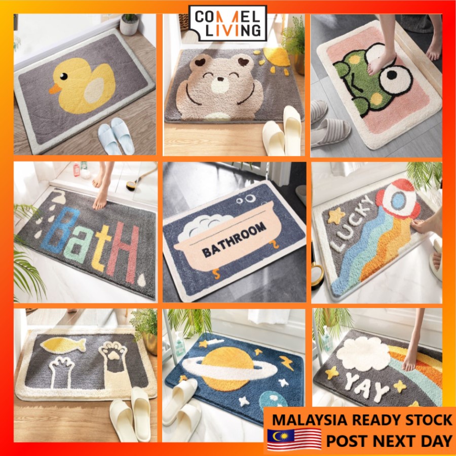 Cute Design Fluffy Mat Bathroom Soft Plush Rug Non-Slip Good Water ...
