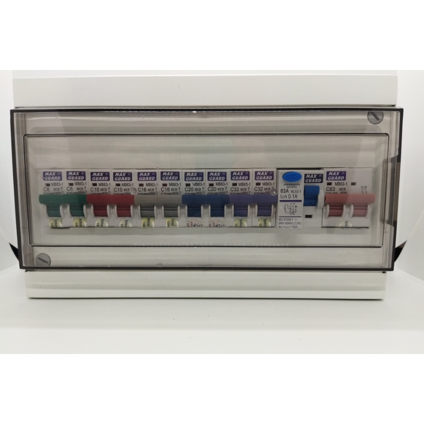 10 Mcb Maxguard Db 14 Way 63a Complete Set With 63a Mcb Main Switch