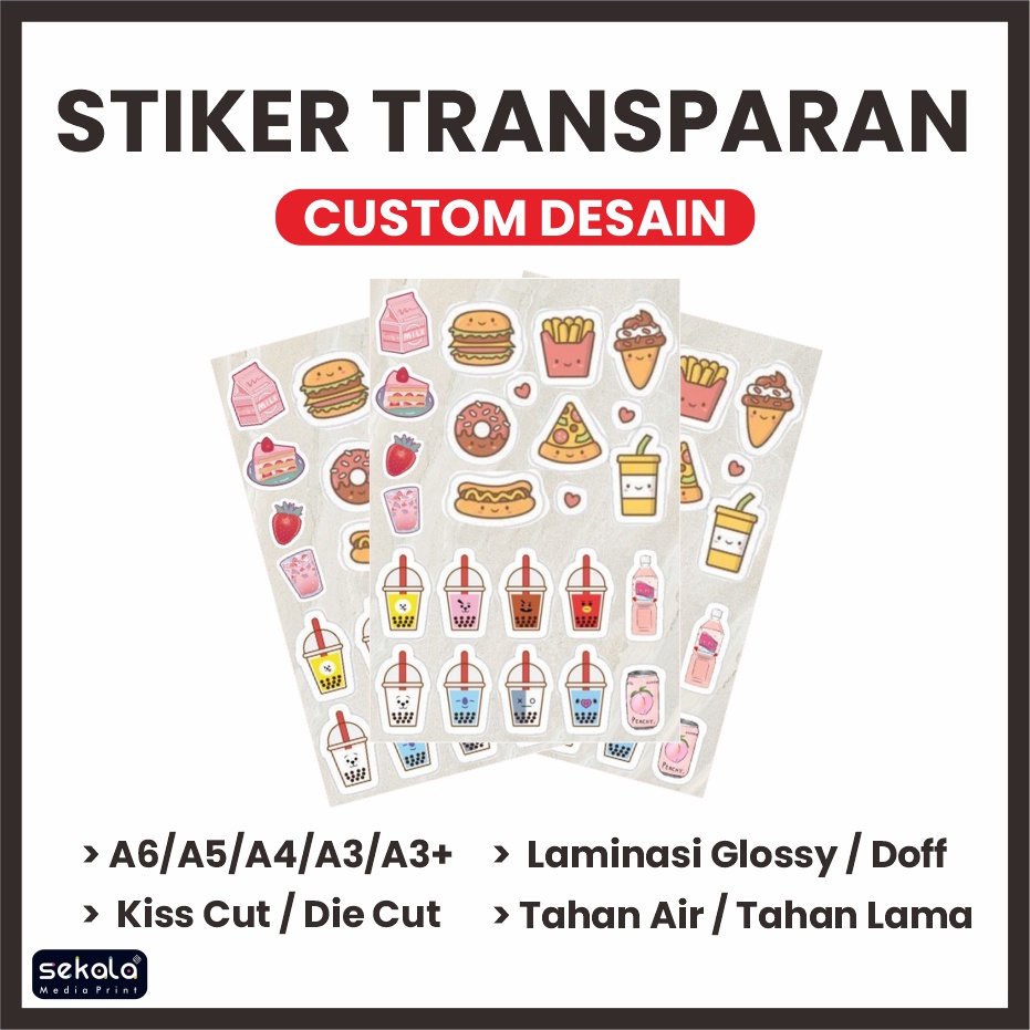 Custom Transparent Sticker A3/A4/A5/A6 Kiss Cut/Die Cut/Glossy ...