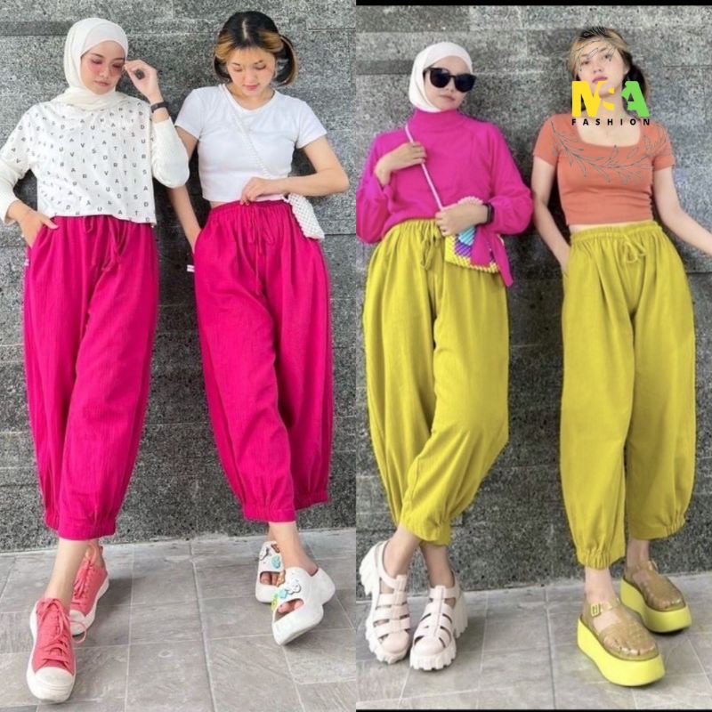Sirro Baggy Pants | Crinkle Premium Linen | Shopee Malaysia