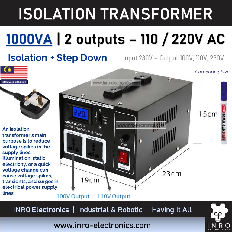 (1 order 1 unit) [Ready Stock] 1000W, Isolation & Step Down Transformer ...